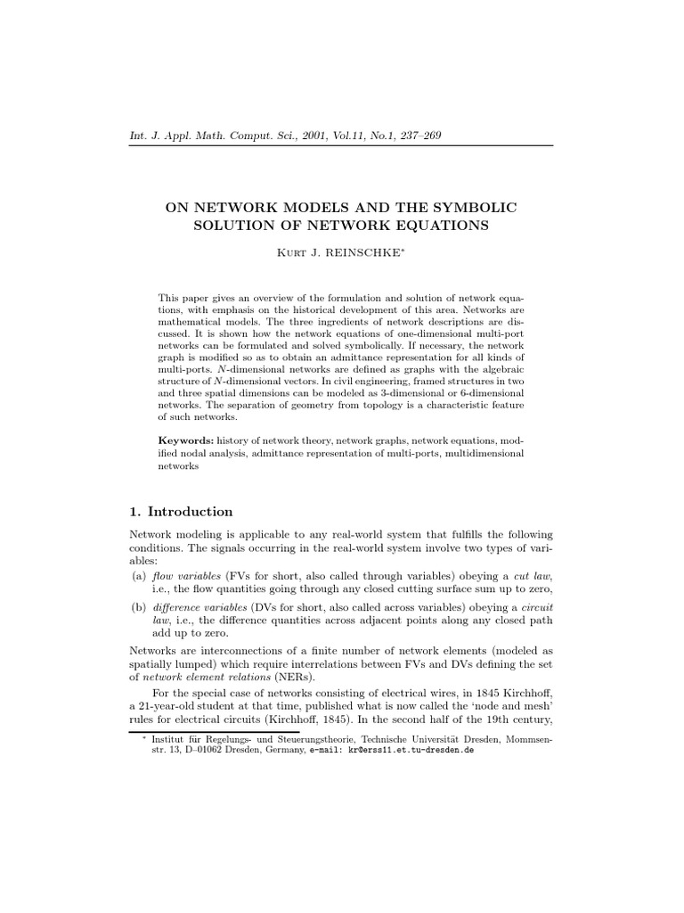 Network Models PDF | PDF | Inductance | Matrix (Mathematics)