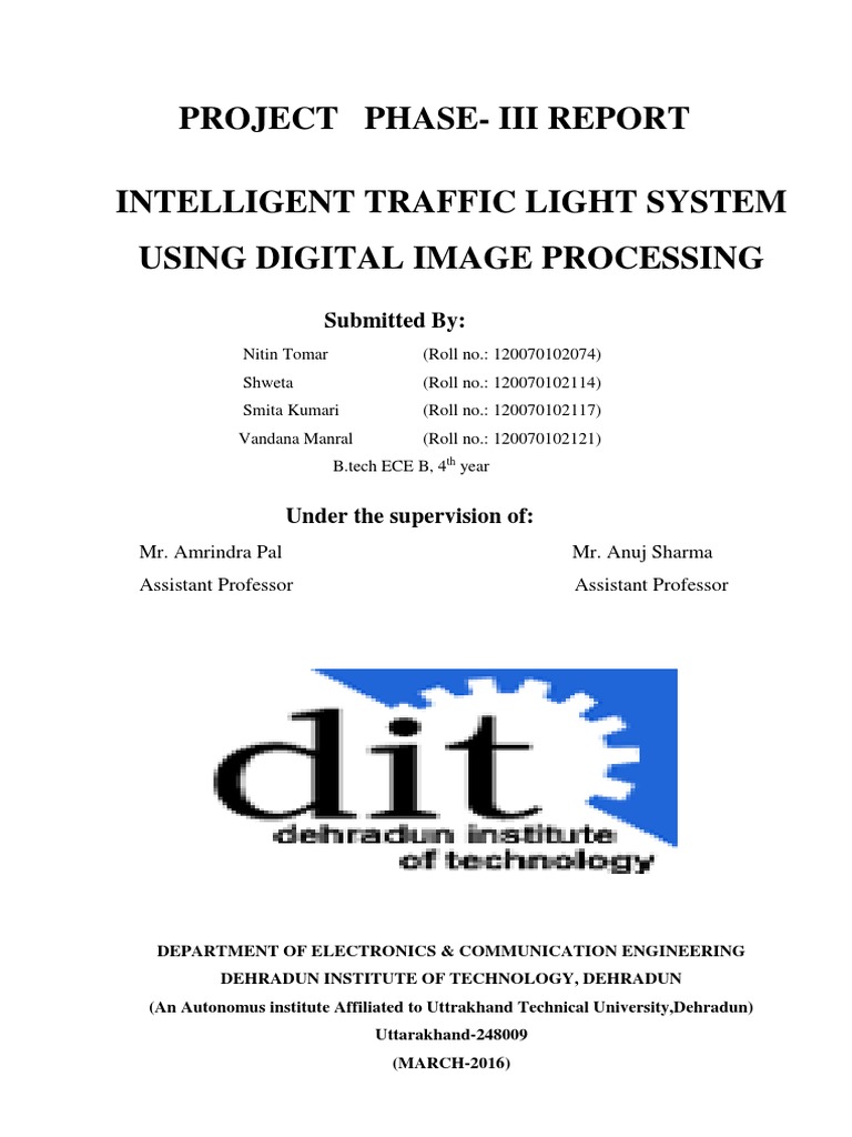 Project Phase-Iii Report Intelligent Traffic Light System Using Digital ...