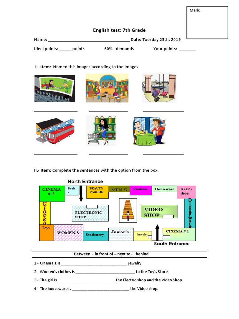 English Test: 7th Grade: I.-Item: Named This Images According To The ...