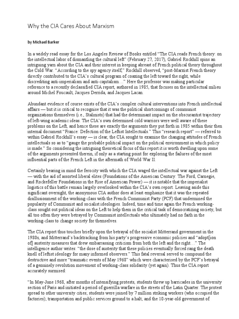 The CIA's Interest in French Marxism: Understanding the Failures of the ...