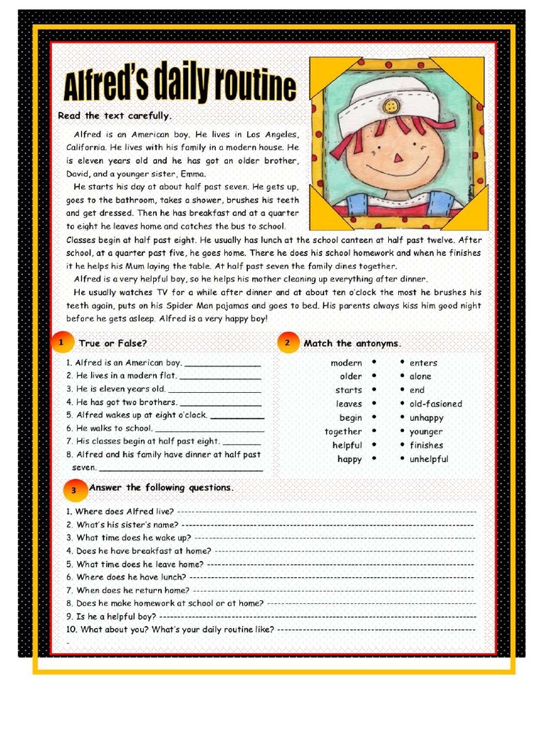 Reading Daily Routines PDF | PDF