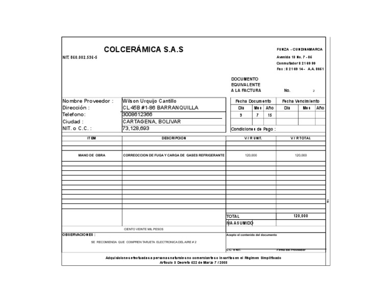 Factura Colceramica - 61 | PDF | Business