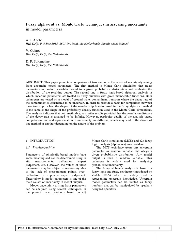 Alpha Cut Distance Method | PDF | Monte Carlo Method | Fuzzy Logic