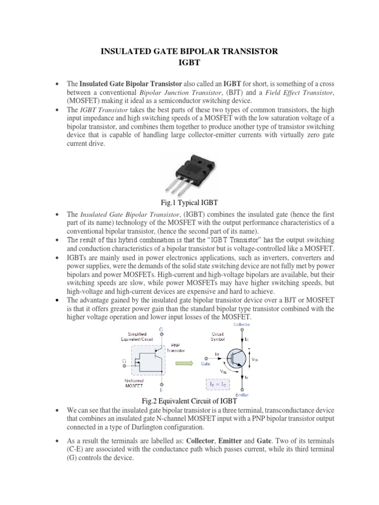 IGBT Note | PDF | Field Effect Transistor | Bipolar Junction Transistor