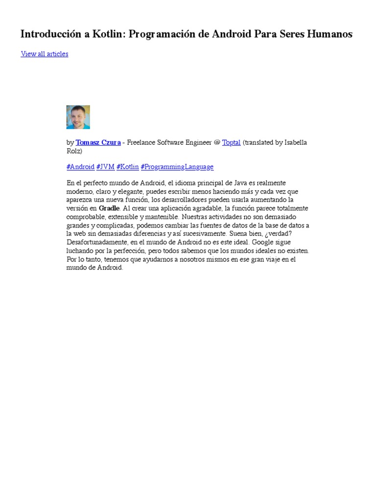 Kotlin | PDF | Java (lenguaje de programación) | Android (sistema operativo)
