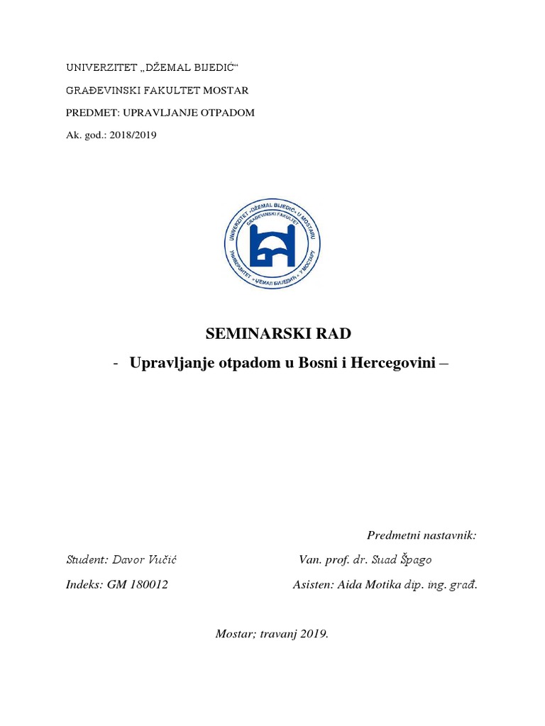 Upravljanje Otpadom | PDF