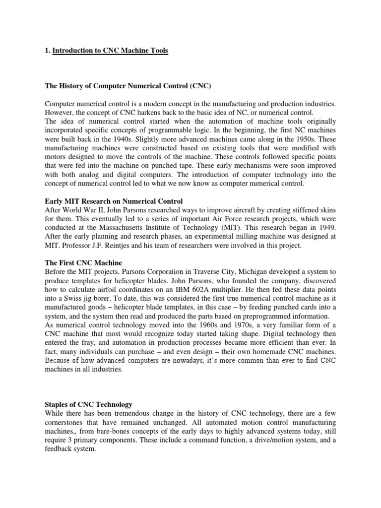 Introduction To CNC Machine Tools | PDF | Numerical Control | Computer Aided Design