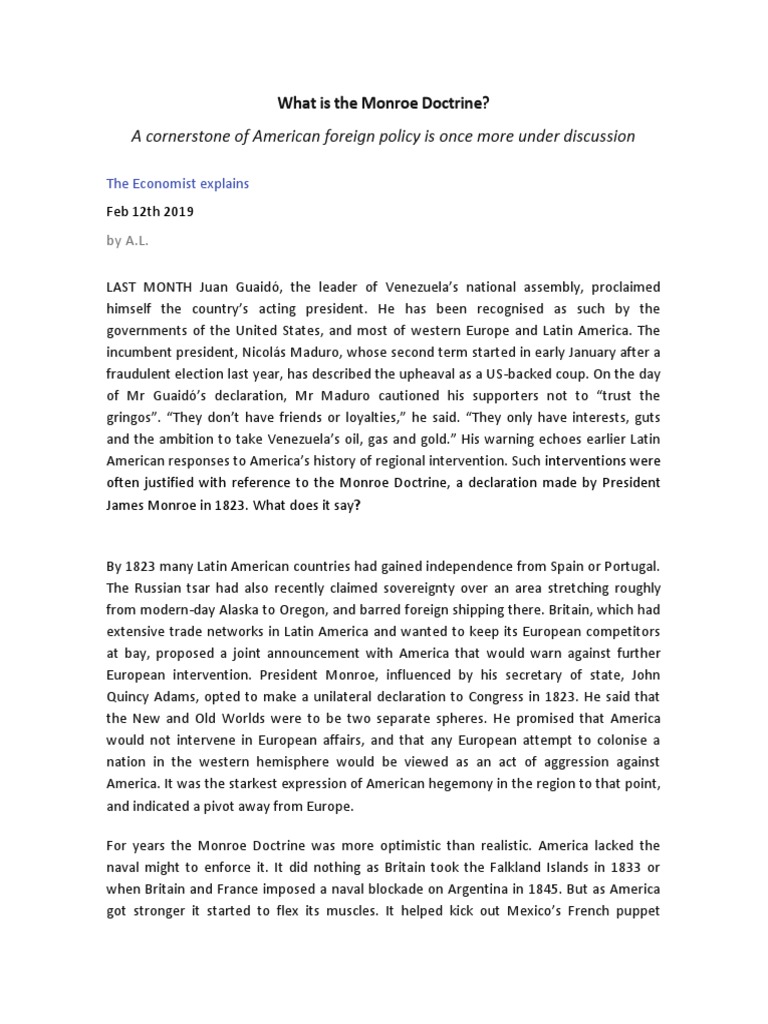 What Is The Monroe Doctrine | PDF | Foreign Policy | Latin America