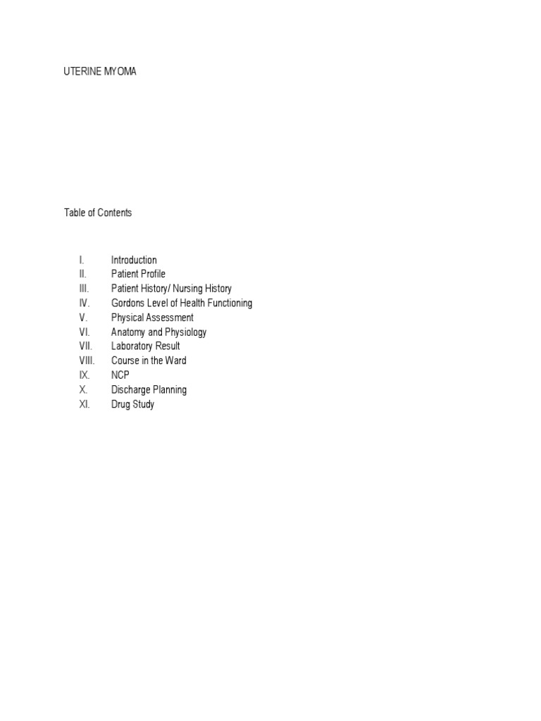 Uterine Myoma Case Study and NCP | PDF | Hormone Replacement Therapy ...