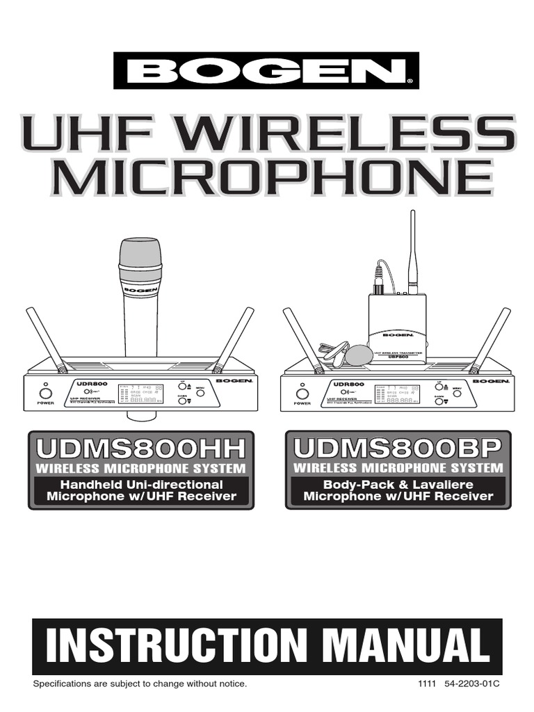 Instruction Manual: UDMS800HH UDMS800HH UDMS800BP UDMS800BP UDMS800HH ...