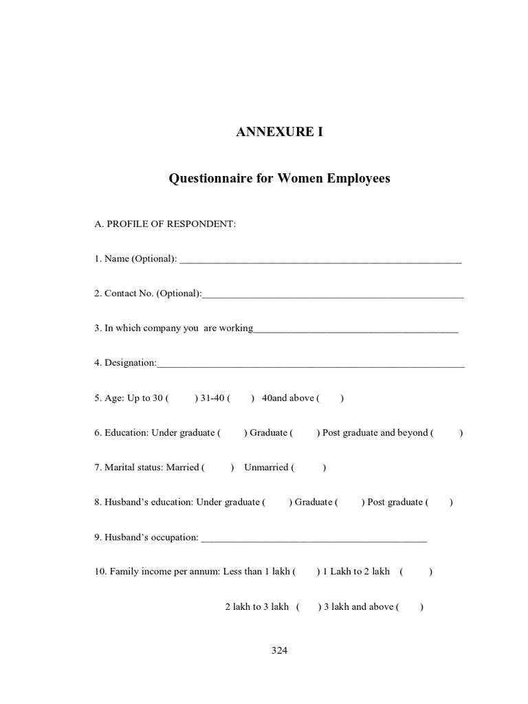 Analysis of a Questionnaire Regarding the Experiences of Women ...