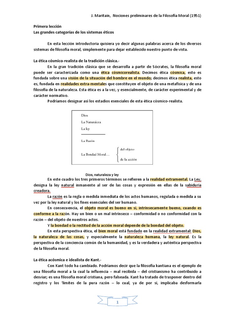 Maritain Lecciones Preliminares de La Filosofía Moral_Lección 1 | PDF ...