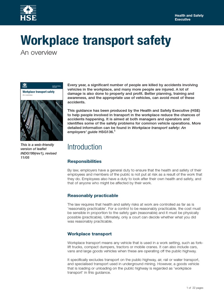 Workplace Transport Safety | PDF | Traffic | Occupational Safety And Health