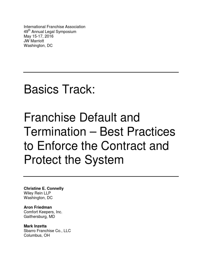 Basics Track Franchise Default and Termination | PDF | Franchising ...