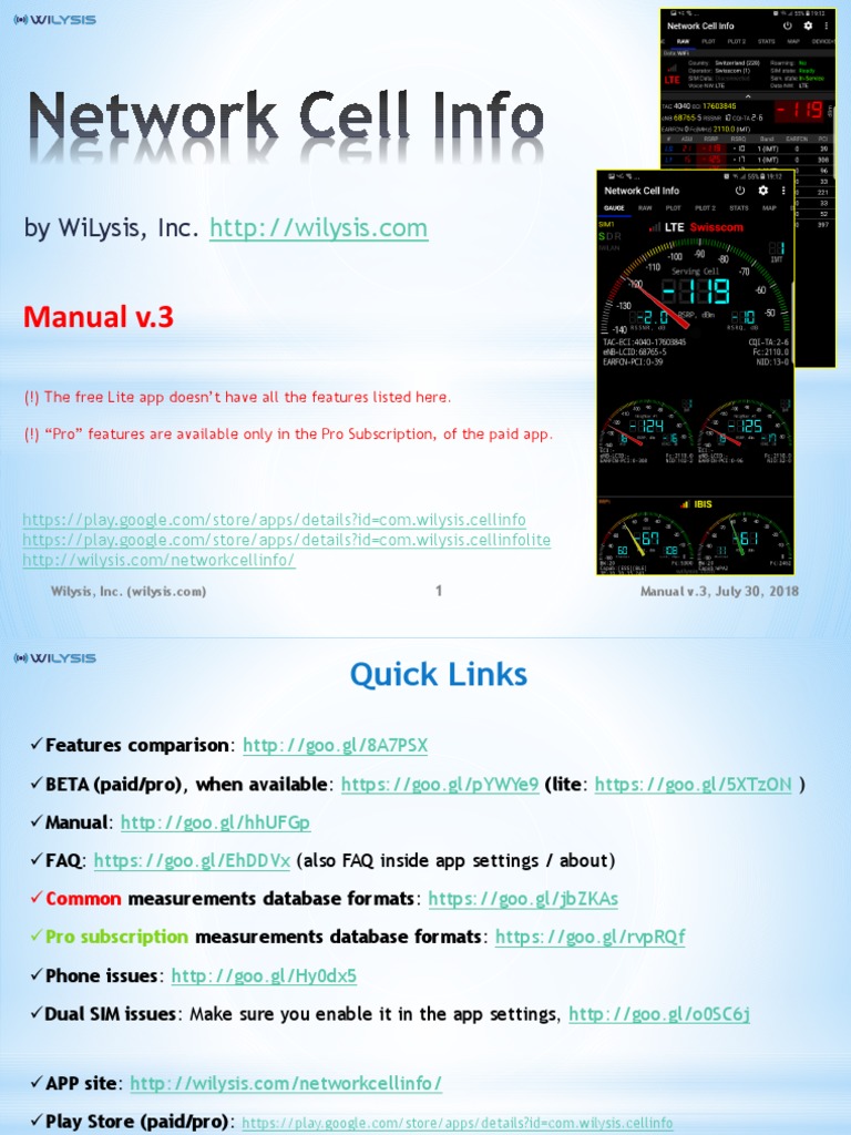 Network Cell Info Lite Manual v.3 | PDF | Android (Operating System ...
