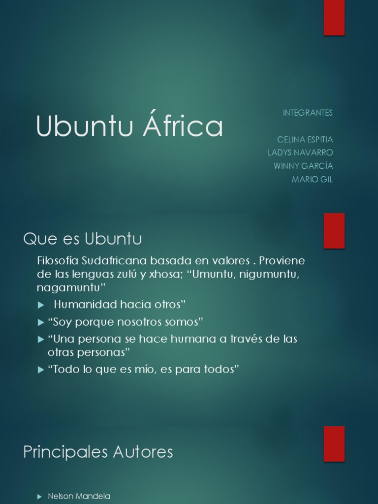 Diapositivas de Ubuntu Africa | PDF | Sudáfrica | Nelson Mandela