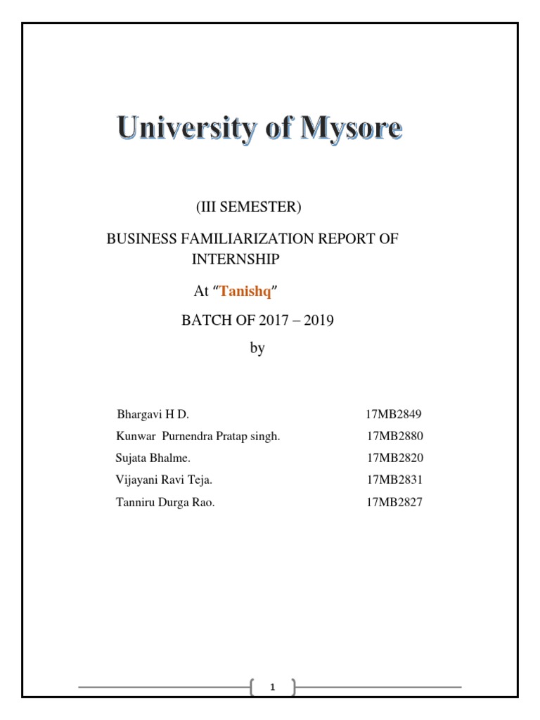 (Iii Semester) Business Familiarization Report of Internship at ...