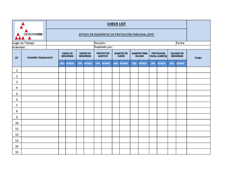 Check List Estado EPP