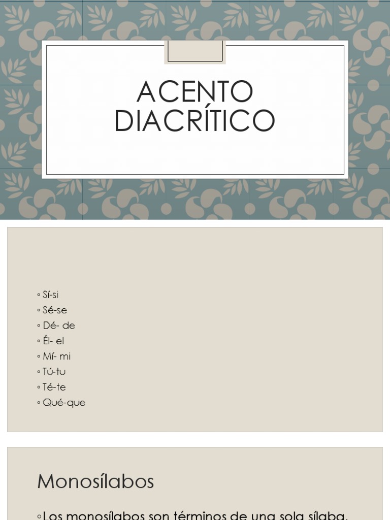 Acento Diacrítico | PDF