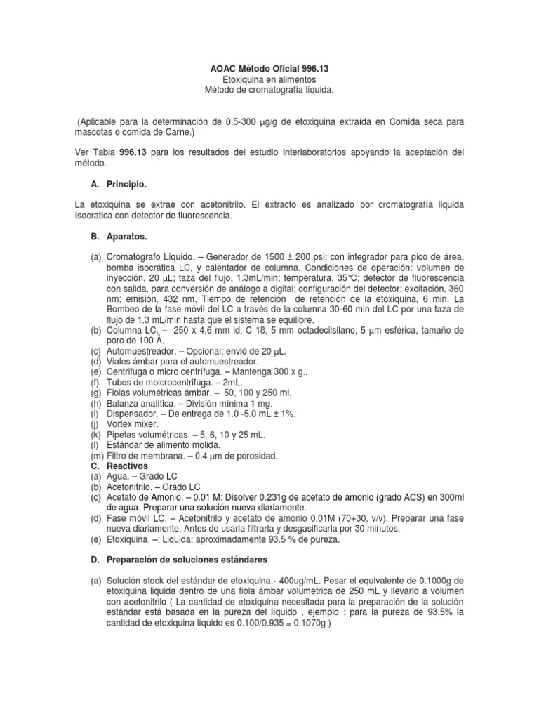 AO-TRADUCCION-AOAC-996.13.docx | Concentración | Calibración | Prueba gratuita de 30 días | Scribd