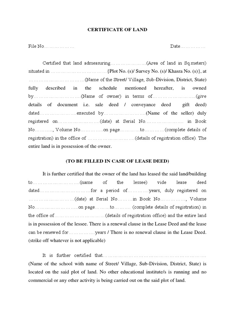 Certificate of Land | Download Free PDF | Natural Resources Law | Lease