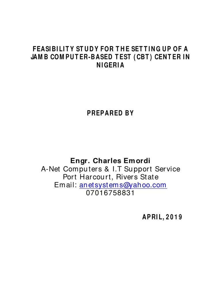 Feasibility Study For The Setting Up of A Jamb Computer-Based Test (CBT ...