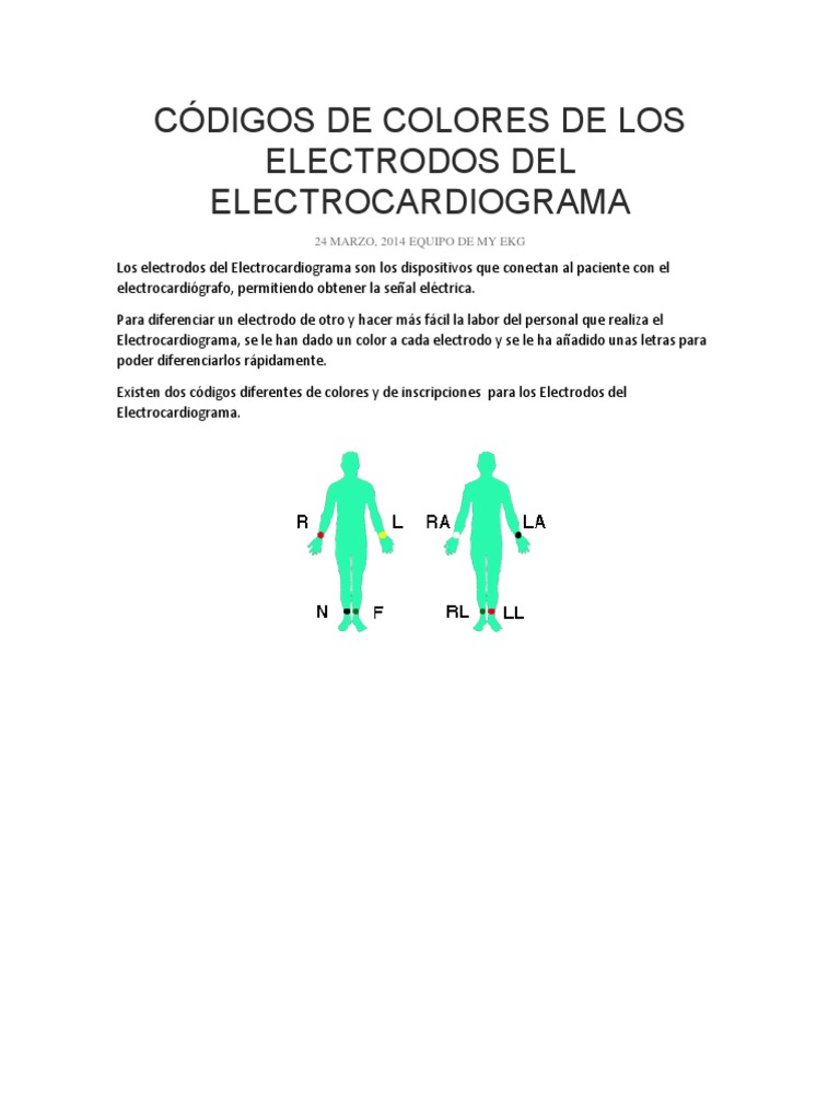 Códigos de Colores de Los Electrodos Del Electrocardiograma | PDF