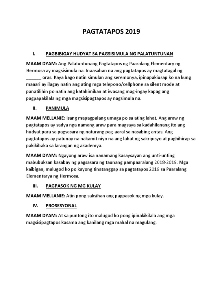 Pagtatapos 2019 | PDF