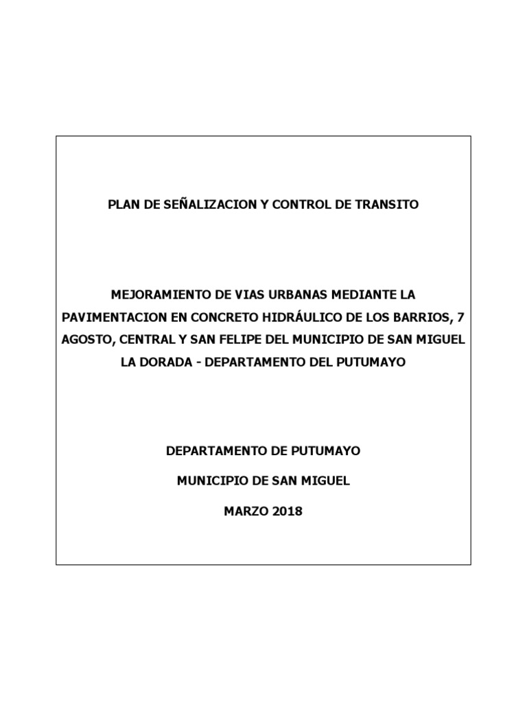 Plan de Manejo de Transito PMT San Miguel | PDF | Peatonal | Calle