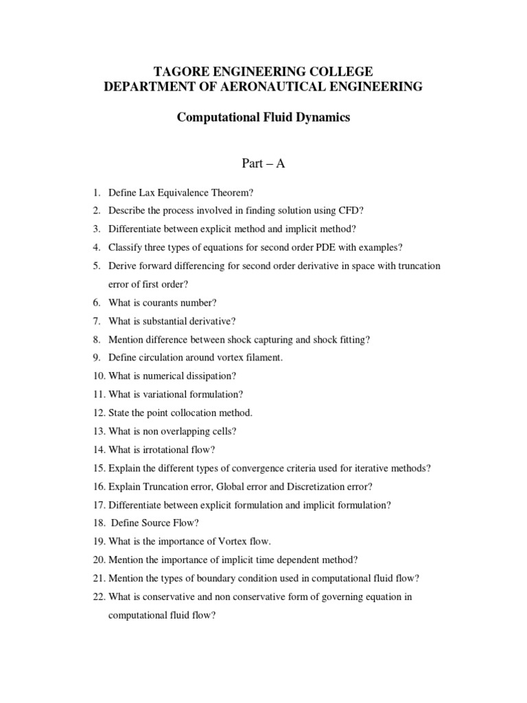 CFD QB | PDF | Computational Fluid Dynamics | Partial Differential Equation