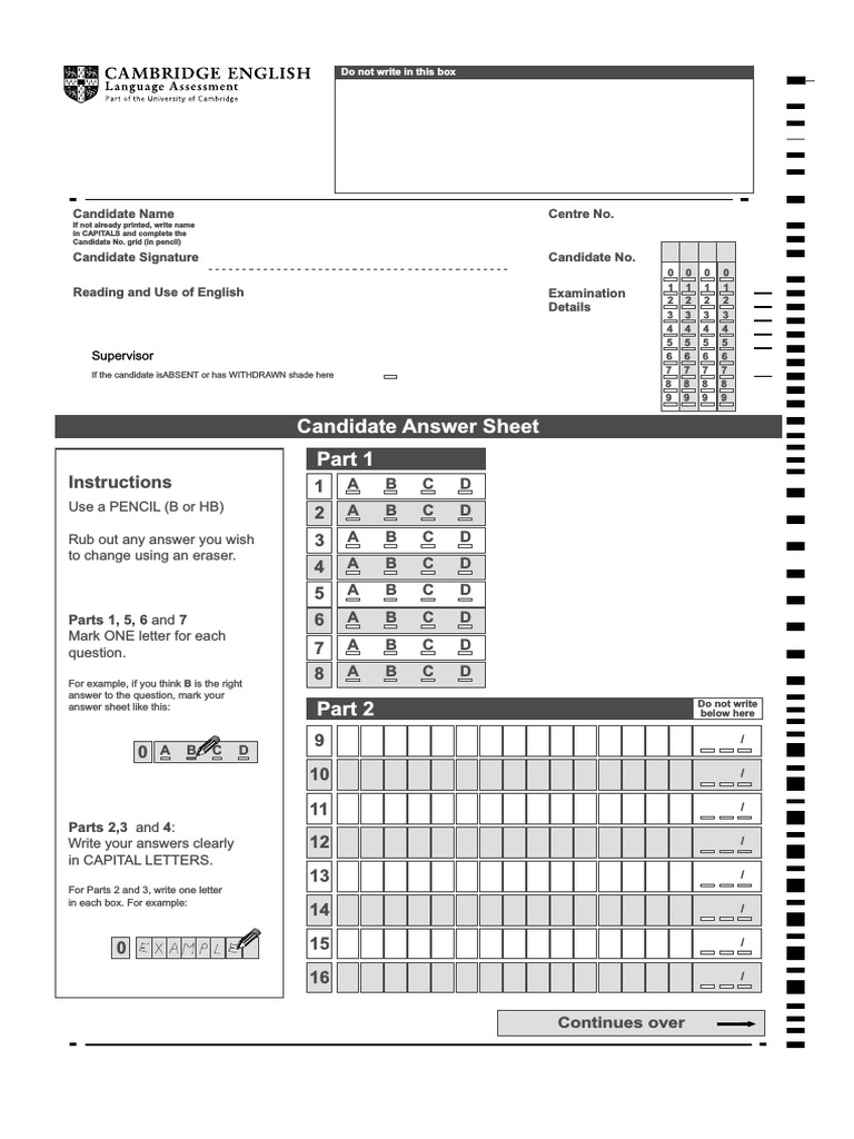 Answer Sheets PDF | PDF | Writing | Written Communication