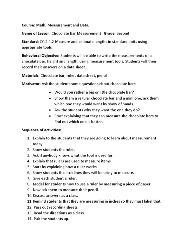 Chocolate Bar Math | PDF | Measurement | Paper