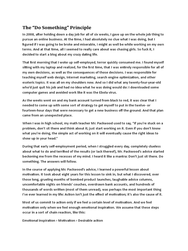 The "Do Something" Principle | PDF | Motivation | Motivational