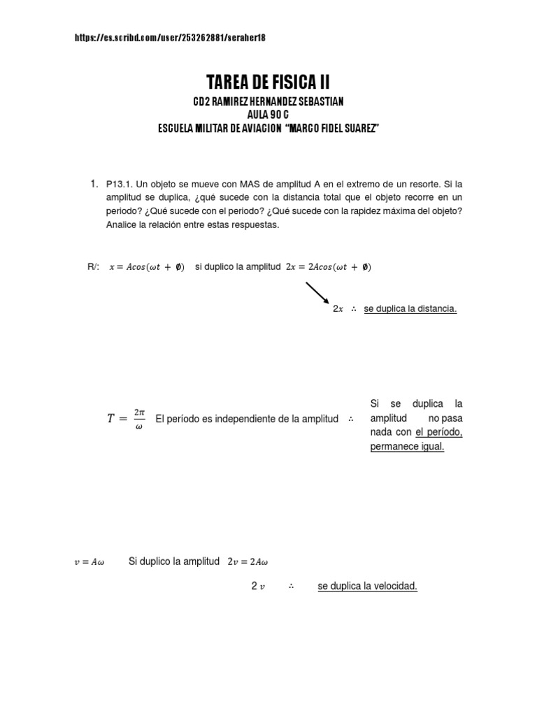 Análisis de Movimiento en Física II | PDF | Péndulo | Frecuencia