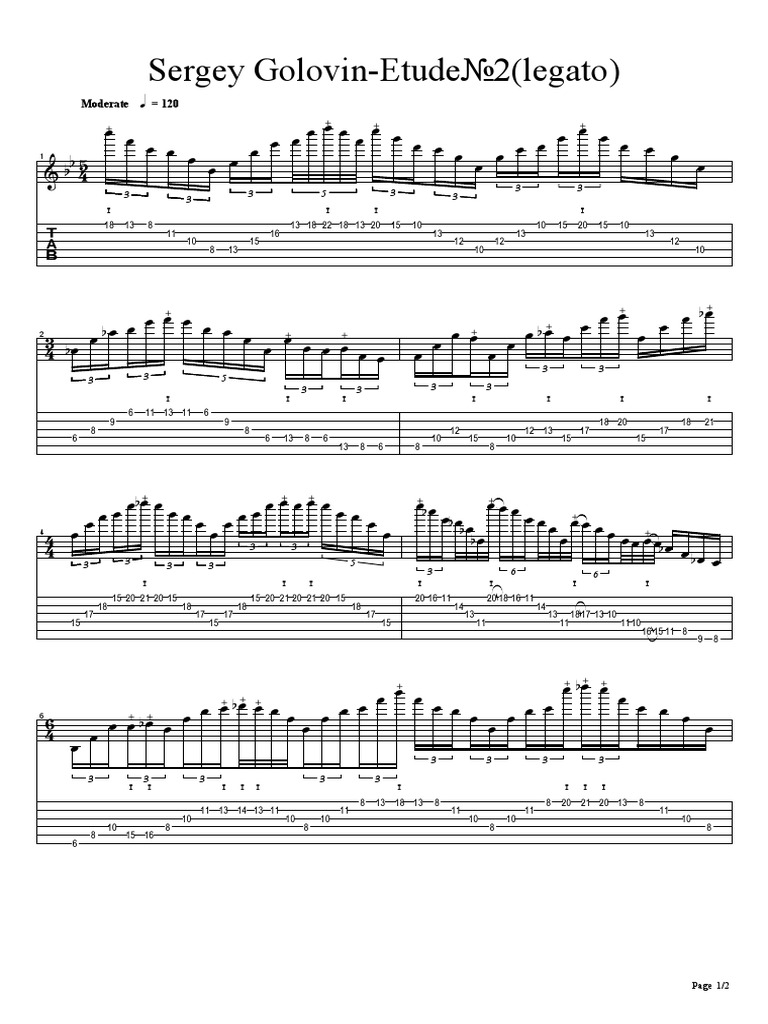 Sergey Golovin-Etude 1 (Legato) | PDF | Musical Notation | Musical Techniques