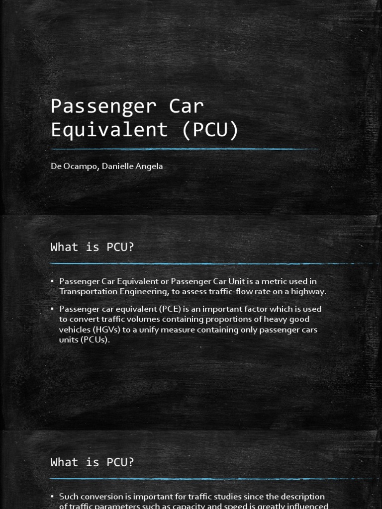 Passenger Car Equivalent (PCU) : de Ocampo, Danielle Angela | PDF