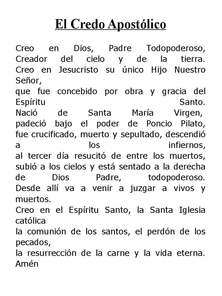 El Credo Apostólico | PDF | espíritu Santo | María, madre de Jesús