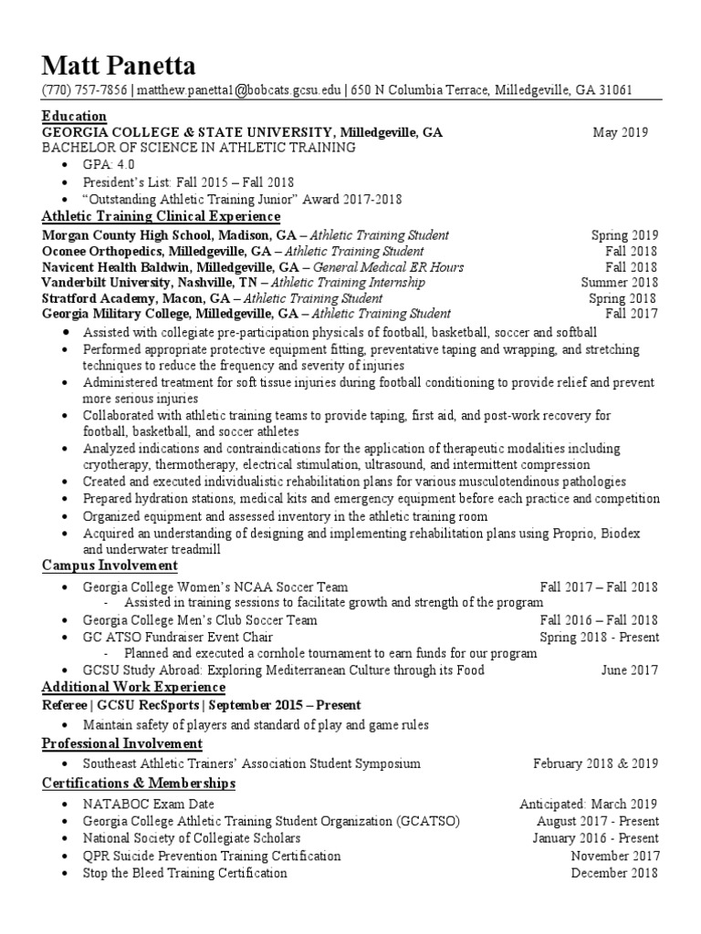 Matt Panetta: Education | PDF | Physical Therapy | Medicine