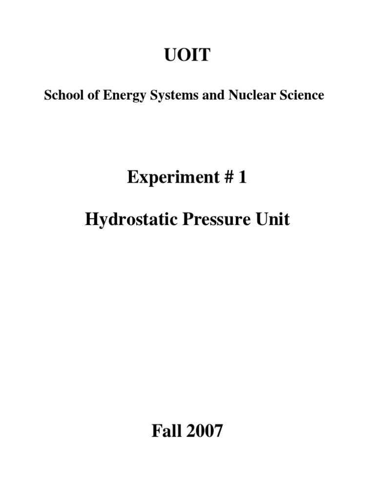 Lab1 Fluid Manual | PDF | Pressure | Force