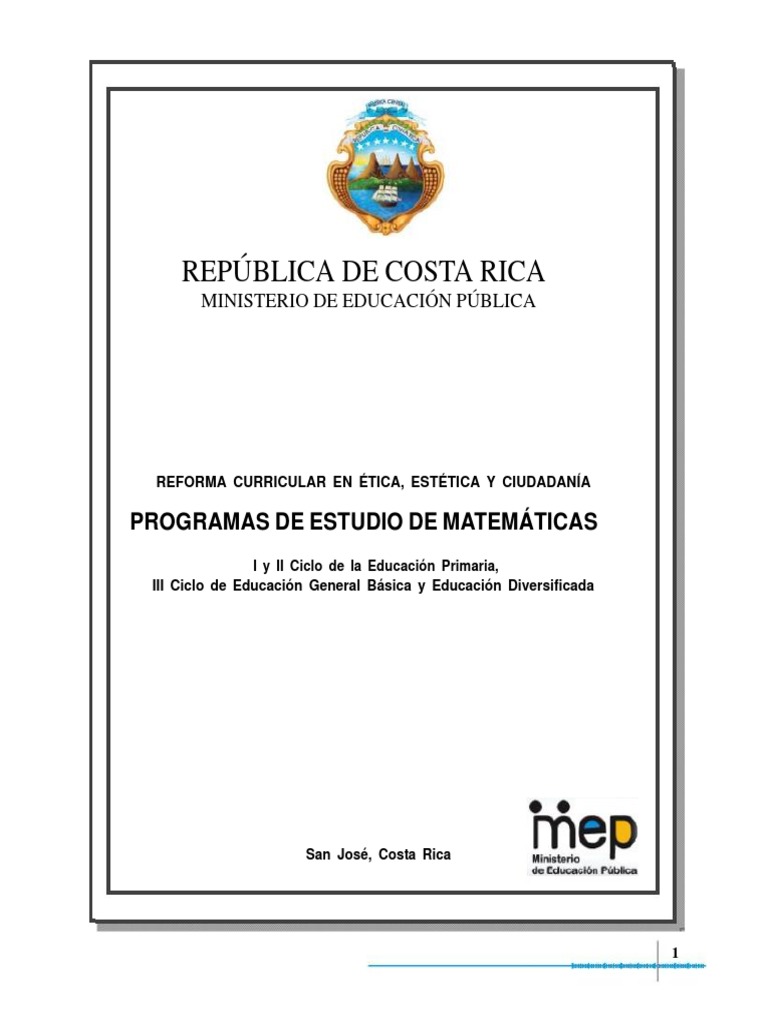 Matematica MEP | PDF | Plan de estudios | Enseñanza de matemática