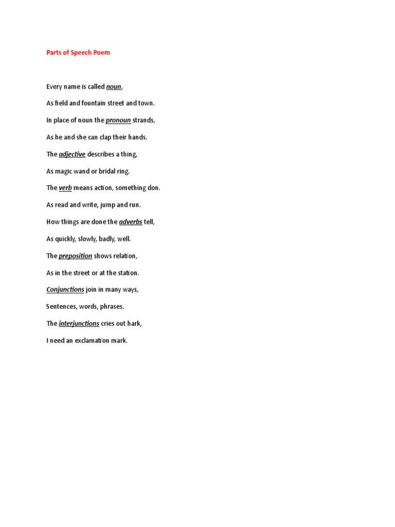 Parts of Speech Poem: Conjunctions Join in Many Ways | PDF