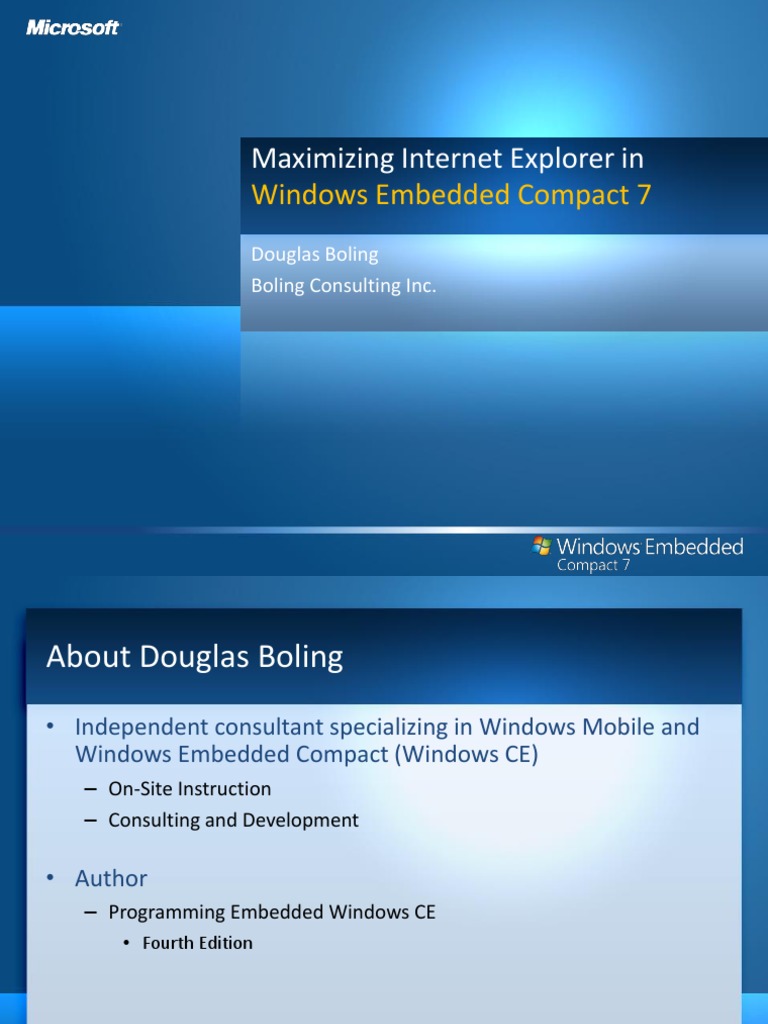 Webinar - Maximizing The Capabilities of Internet Explorer For Embedded ...