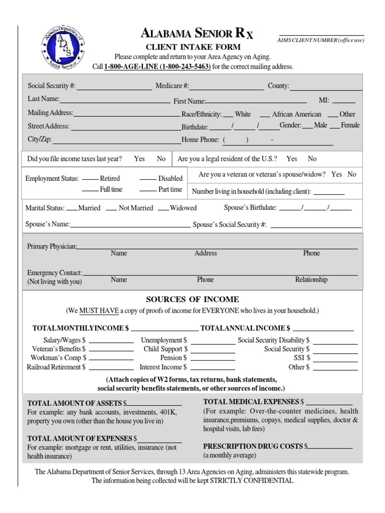 Labama Enior X: Client Intake Form | PDF | Social Security (United ...