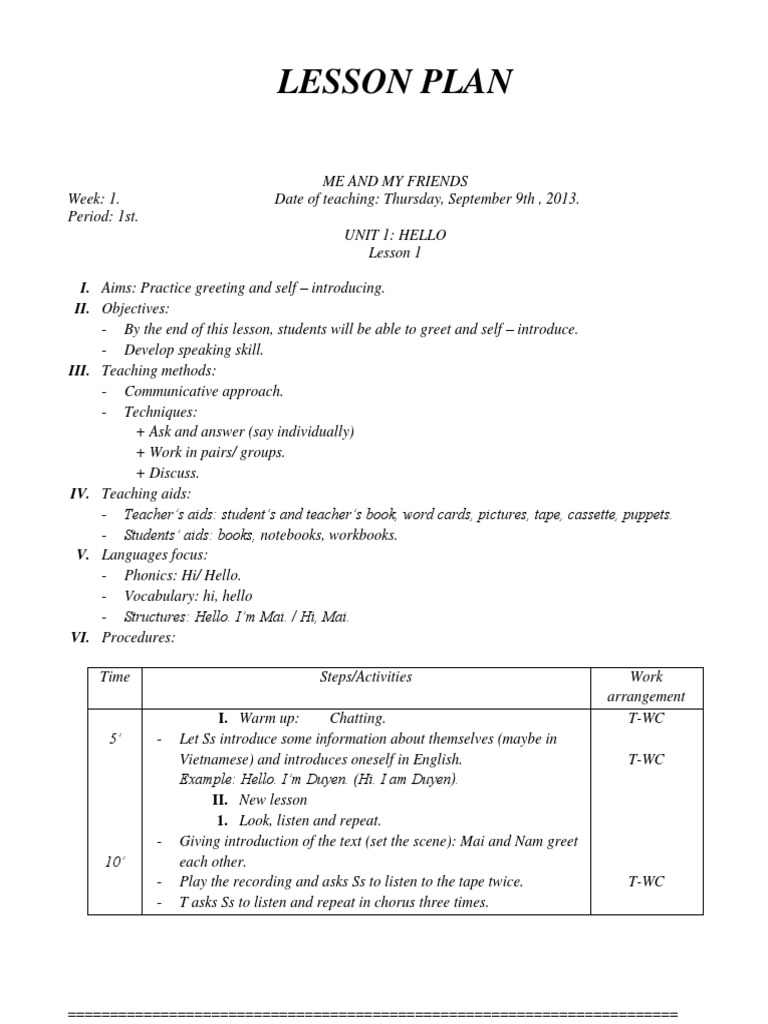 Greeting Friends and Self-Introductions: A Lesson Plan on Practicing ...