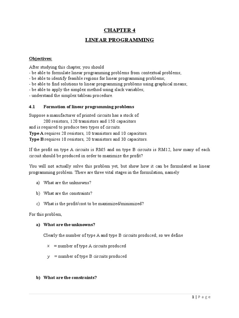 Linear Programming Guide | PDF | Linear Programming | Mathematical ...