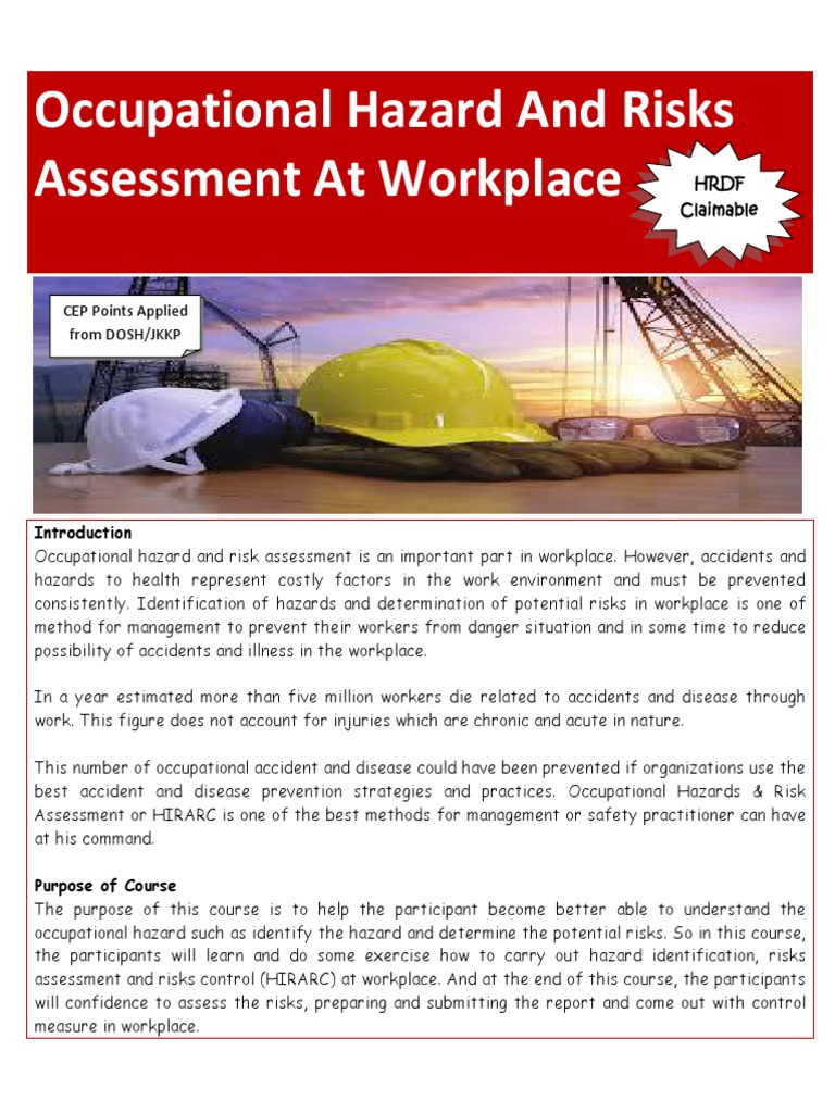 Course Outline - OSH & HIRARC | PDF | Occupational Safety And Health | Risk