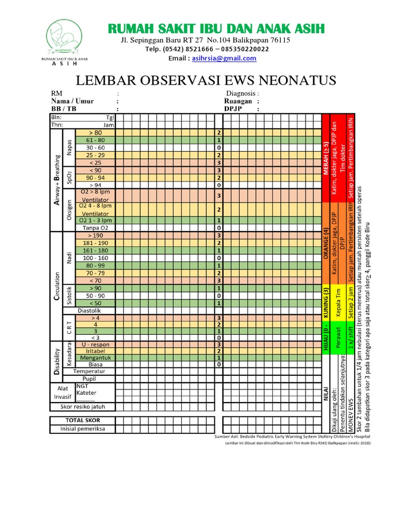 Lembar Observasi EWS Neonatus | PDF