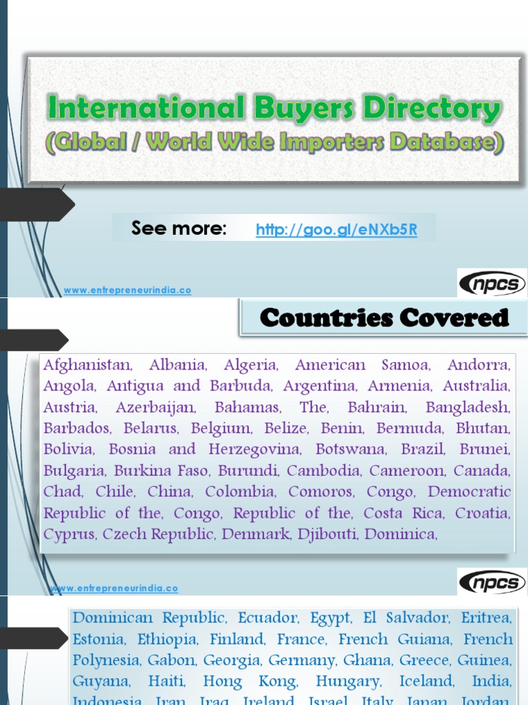 International Buyers Directory Global World Wide Importers Database PDF ...