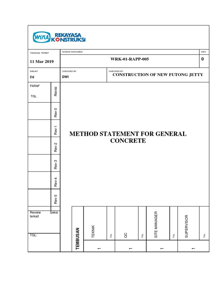 Method Statement Concrete | PDF | Concrete | Building Engineering