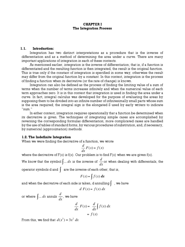 The Integration Process: D FX FX DX D DX | PDF | Integral | Derivative